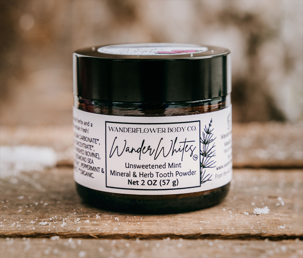 WanderWhites – Mint Mineral & Herb Tooth Powder - Wanderflower Body Co.